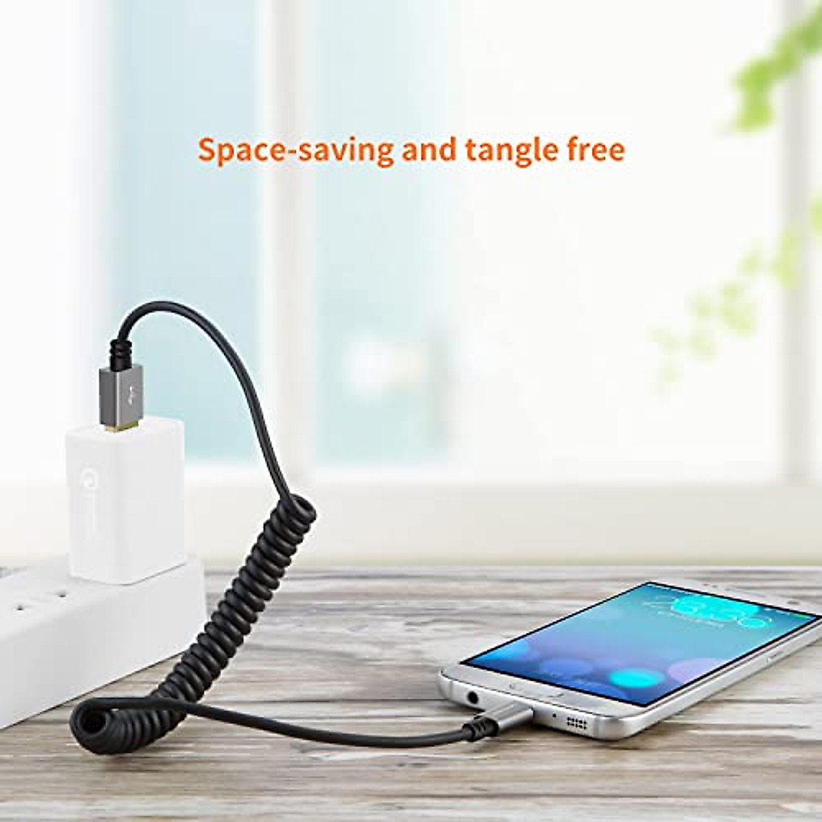 CableCreation Coiled USB to Micro USB Cable 0.56ft to 4ft, USB 2.0 A to Micro USB Charging Data Cord Works for Android Smartphone,Tablet, Wall and Car Charger, Space Gray