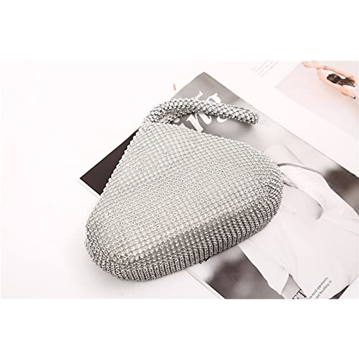 seropian Women's Evening Bag Sparkly Rhinestone Purse Ladies Triangle Designer Clutch Bag for Prom Party Wedding (Sliver)