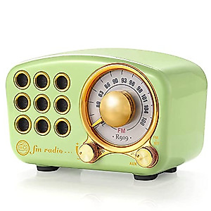 Retro Bluetooth Speaker, Vintage Radio-Greadio FM Radio with Old Fashioned Classic Style, Strong Bass Enhancement, Loud Volume, Bluetooth 5.0 Wireless Connection, TF Card and MP3 Player (Green)