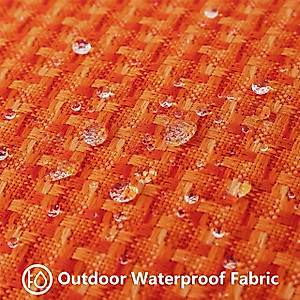 UGASA Fall Outdoor Waterproof Pillow Covers Pack of 2 Weaving Texture Water Resistant Outside Decorative Pillow Cases for Patio Garden Porch Yard Bench 18x18 Inch, Orange