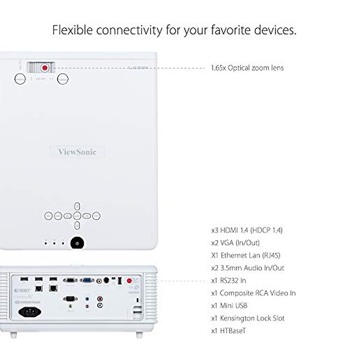 ViewSonic LS900WU 6000 Lumens Professional WUXGA Networkable Laser Projector with Horizontal and Vertical Lens Shift and Keystone for Large Venues