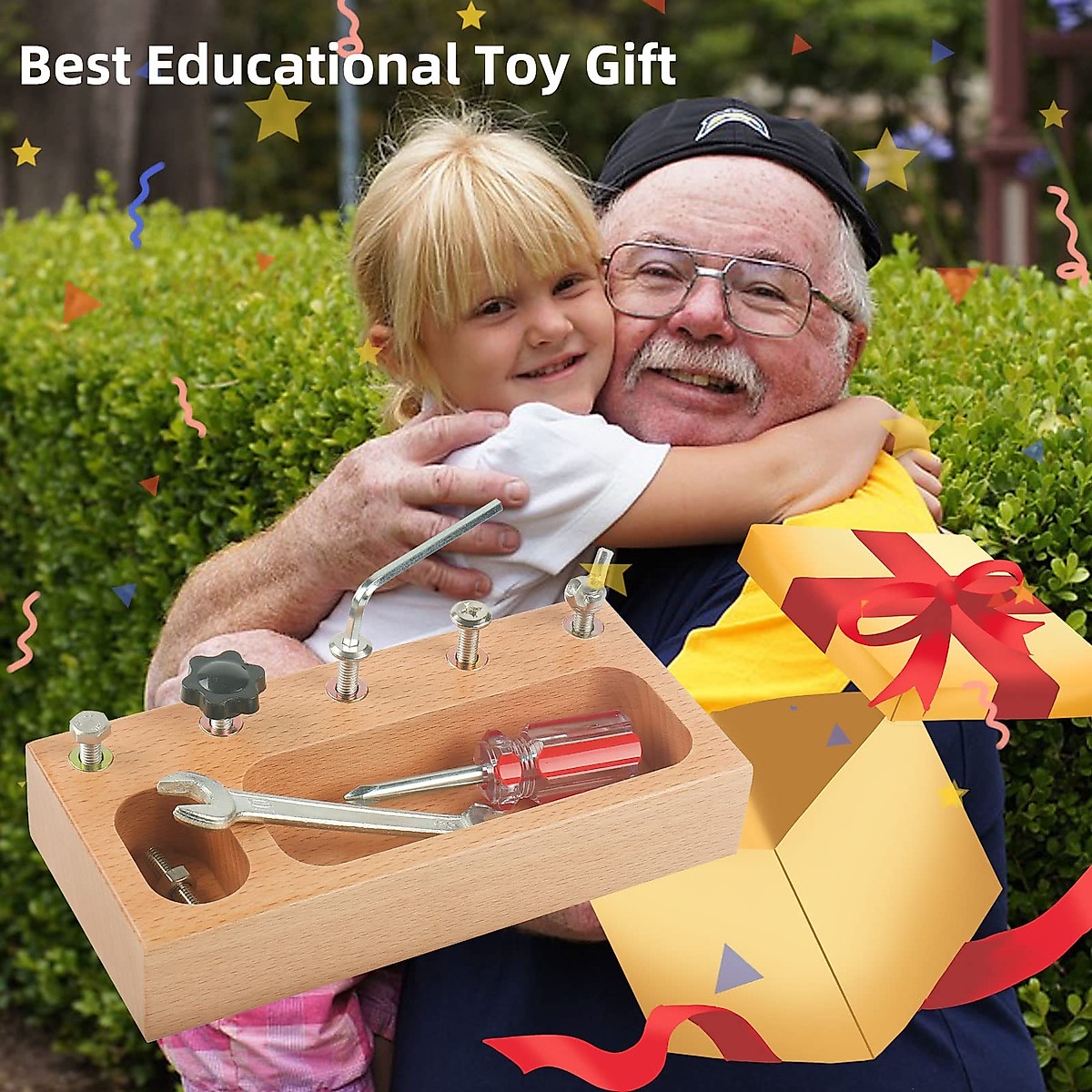 MEROCO Montessori Screwdriver Board Set for Kids, Montessori Toys for 2 3 4 5 Year Old, Wooden Educational Learning Sensory Nuts and Bolts Toys for Toddlers Preschool Stem Waldorf Toys Gift