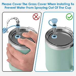 ERKOON Silicone Spill Stopper Set Compatible with YETI Straw Cup, Mug Tumbler Accessories, Silicone Straw Cover, Straw Protectors, Including 4 Straw Cover Topper Cap, 4 Leak Proof Stopper