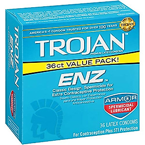 Trojan ENZ Armor Spermicidal Lubricated Condoms - 36 Count