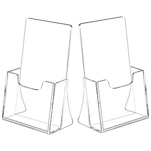 NIUBEE Acrylic Brochure Holder for 4’’ Trifold Pages, 50% Thicker Countertop Acrylic Literature Holder Plastic Flyer Display Stand for Magazine, Pamphlet, Booklets, Menu, Journals, 2 Pack