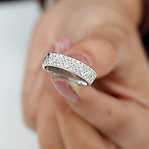 Rosec Jewels Certified Natural Diamond Wedding Band, Hi Color Si Clarity, Diamond Half Eternity Ring - Ready To Gift, 14K White Gold, Size:US 8.50