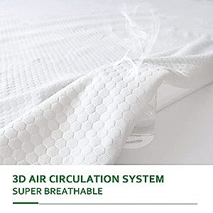 Twin Mattress Protector Waterproof 2 Pack Cooling Twin Size Mattress Cover, 3D Air Smooth Soft Bamboo Mattress Protector, Breathable Noiseless Bed Mattress Pad, Fitted 8-18 inch Deep Pocket