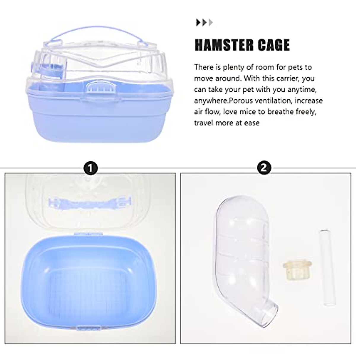 Balacoo Hamster Cage Small Animal Travel Carriers Portable Cages with Water Bottle Transparent Travel Carry Case Outdoor