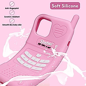 Danzel Silicone Case for iPhone 14 Plus 6.7",3D Pink Cute Cartoon Cover,Kawaii Soft Retro Funny Case,Shockproof Classic Phone Case for Girls Women
