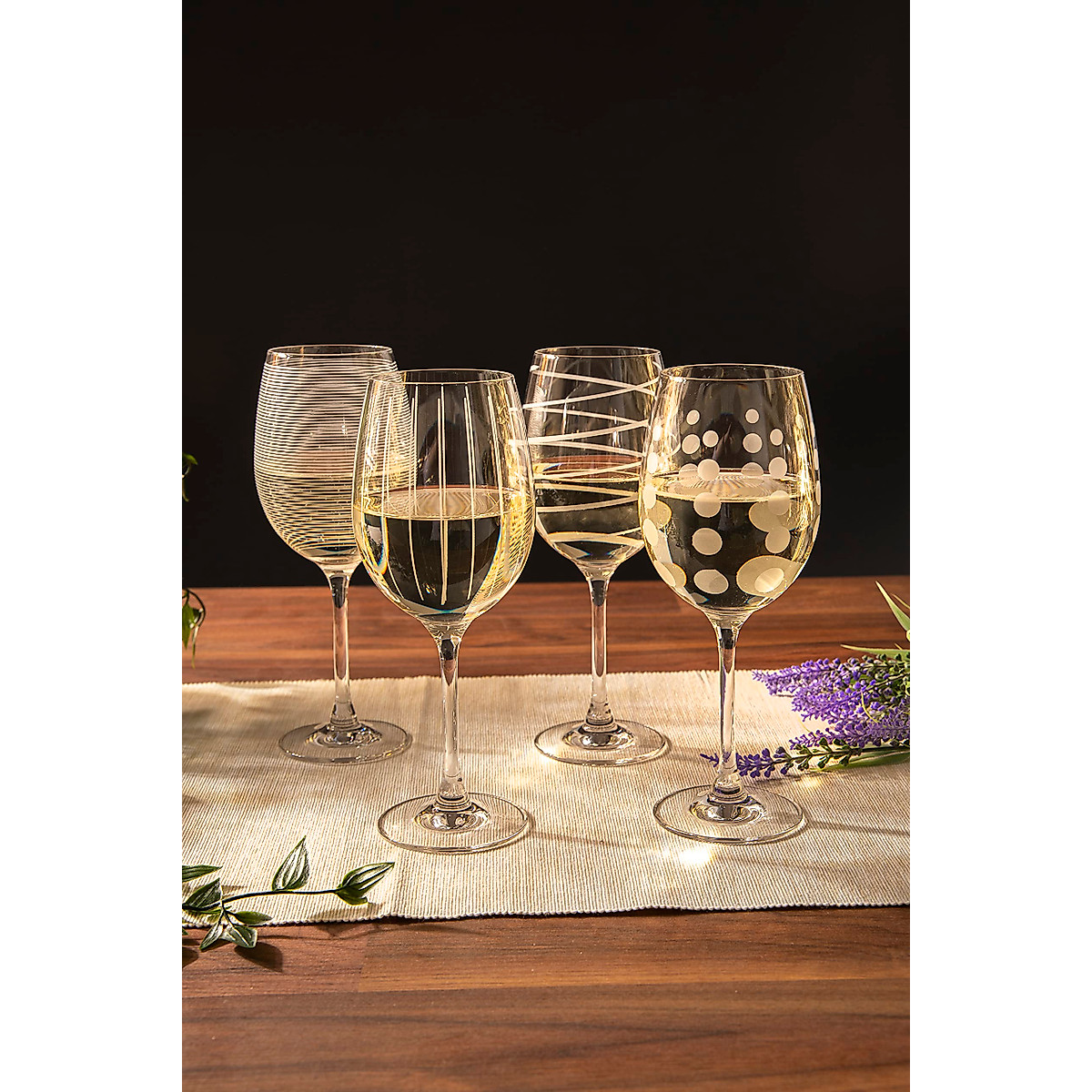 Mikasa Set of 4 Cheers Crystal White Wine Glasses, Silver
