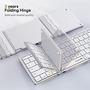 ProtoArc Foldable Bluetooth Keyboard for Mac, XK01-A Folding Wireless Keyboard with Number Pad, Full Travel Keyboard for Macbook, iMac, iPad 10.2, iPad Pro/Air/Mini, iPhone