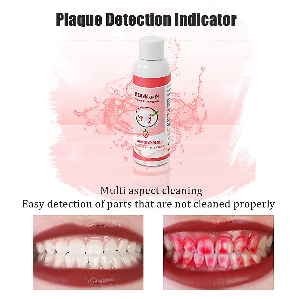 Plaque Disclosing Agent, 60ml Dental Plaque Indicator with Scale Cup, Oral Tartar Test Examination for Kids or Adults Teeth, Plaque Identifying, Care About Your Dental Hygiene