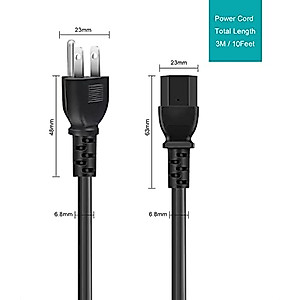 6Ft AC Power Cord for Sony Playstation PS3 First Generation (Fat), Xbox 360 1st Generation (Fat), Xbox 360E, 3 Prong Wall Power Cable Replacement