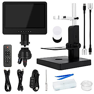 JOYALENS JL249PS 3 Lenses 10 Inch HDMI LCD Digital Microscope, UHD 4000× 24MP Biological Microscope with Prepared Slides, Coin Microscope for Full-Size Coins Error Coins, PC/TV Compatible, 32G Card