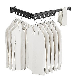 BENOSS Wall Mounted Clothes Drying Rack, Collapsible Laundry Garment Hanger, Easy Assembly Space Saver Hangers for Balcony Bathroom Bedroom (Grey-S)