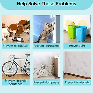 Wall Protector Clear Contact Paper Electrostatic Absorption Wall Protective Film Removable Walls Covering Oil Proof Waterproof Back Splash Protectors Wallpaper from Trash Can Chair Cat Dog Stove