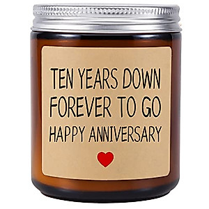 Scented Candle - 10 Years Anniversary Candle Gift for Couple, Happy 10th Anniversary Present for Him, Her, Husband, Wife, Wedding