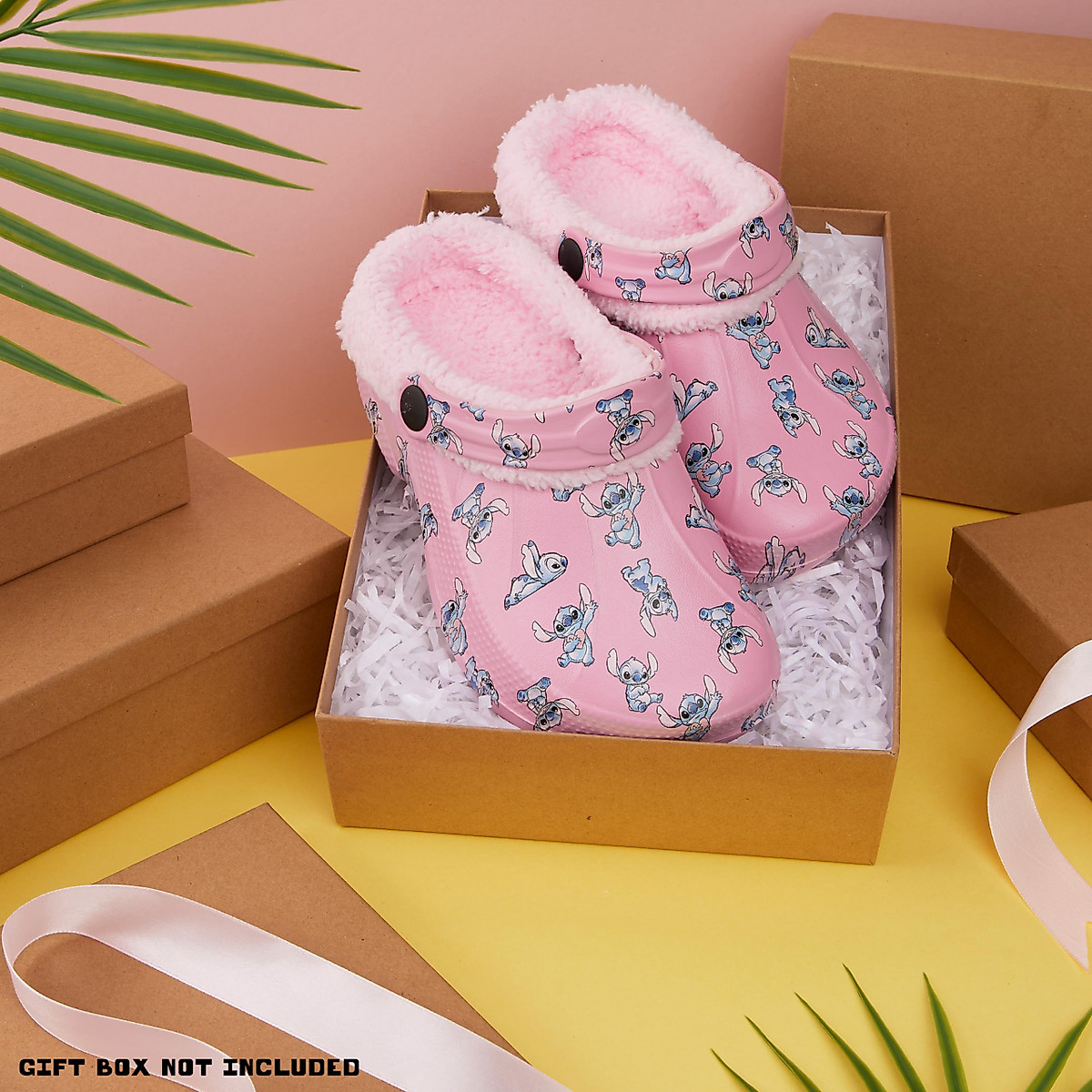 Disney Stitch Girls Clogs - Fleece Lined Clogs - Stitch Gifts (Pink Stitch, 4/5 US)