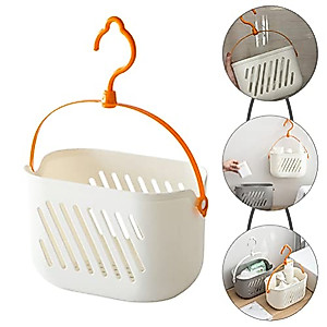DOITOOL 2Pcs Hanging Shower Caddy Plastic Hanging Shower Caddy Baskets Portable Kitchen Organizer Storage Basket with Hook for Home White