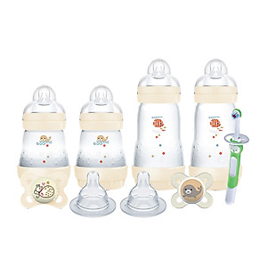 MAM Welcome Home Gift Set (9-Piece), Easy Start Anti-Colic Baby Bottles, Baby Pacifiers, Nipples, Training Toothbrush, Baby Shower Gifts