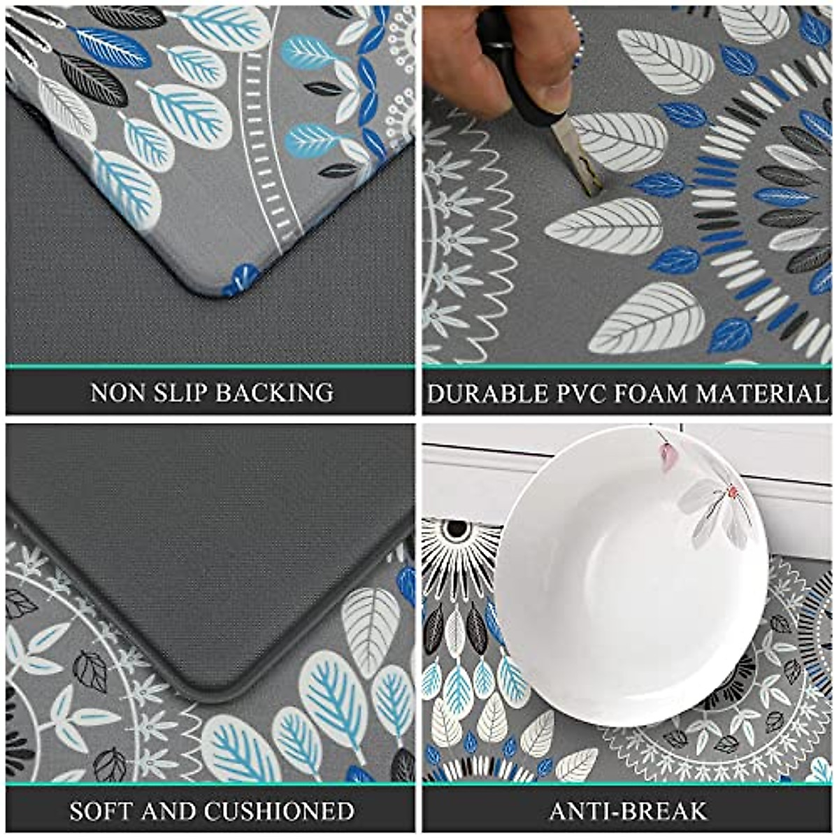 Pauwer Boho Kitchen Rugs Set of 2 Anti Fatigue Mats for Kitchen Floor Cushioned Kitchen Rugs and Mats Non Skid Waterproof Kitchen Runner Comfort Standing Mat