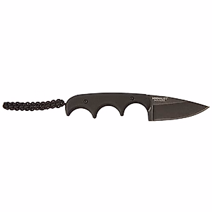 COLUMBIA RIVER KNIFE & TOOL Compact Fixed Blade Knife: Minimalist Black Drop Point Neck Knife, Folts Utility Knife with Stonewashed Blade, G10 Handle and Nylon Sheath 2384K