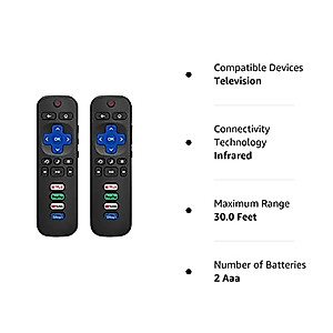 (Pack of 2) Replaced Remote Control Only for Roku TV, Compatible for TCL Roku/Hisense Roku/Onn Roku/Sharp Roku/Element Roku/Westinghouse Roku/Philips Roku Series Smart TVs (Not for Roku Stick and Box)