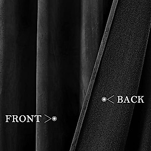 HOMEIDEAS Black Velvet Curtains 84 Inches 2 Panels Soft Velvet Blackout Curtains for Bedroom Window Drapes Rod Pocket Back Tab Room Darkening Thermal Insulated Curtains, 52Wx 84L