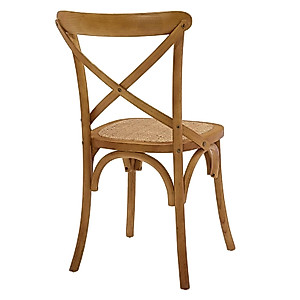 Modway Gear Rustic Modern Farmhouse Elm Wood Rattan Dining Chair in Walnut