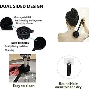 Cinlitek Silicone Body Scrubber, Long Handle Back Scrubber for Shower, Silicone Body Brush Shower Scrubber for Body, Shower Srush Back Brush Body Exfoliator