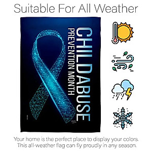 Breeze Decor Prevention Child Abuse Garden Flag Set Wood Dowel Support Awareness Inspirational Survivor Ribbon Cancer Autism Breast BLM House Banner Small Yard Gift Double-Sided, Made in USA