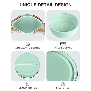 DGitaor Silicone Food Storage Containers Bowl, Set of 3 Reusable Silicone Bento Lunch Box Containers with Lids (17oz, 25oz, 42oz) Dishwasher, Microwave and Freezer Safe Mint Green
