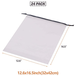 Set of 24 Transparent Shoe Bags for Travel Large Clear Shoes Storage Organizers Pouch with Rope for Men and Women