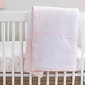 Burt's Bees Baby Infant Reversible Quilt Blanket, Jersey Knit, Soft, 100% Organic Cotton Blankets, with 100% Polyester Fill for Warm Padding, Size 37 x 46 Inch