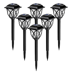 GIGALUMI Solar Outdoor Lights, 6 Pack LED Solar Lights Outdoor Waterproof, Decorative Solar Pathway Lights for Yard, Patio, Landscape, Walkway (Warm White)