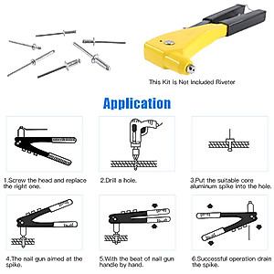Glarks 200Pcs 1/8" x 3/8" Aluminum Body Steel Mandrel Dome Head Blind Rivets Set for Sheet Metal, Automotive, Railway, and Duct Work