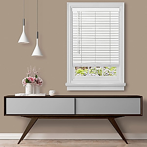 Cordless Room Darkening Plantation Blind - 29 Inch Width, 64 Inch Length, 2" Vinyl Slat Size - White - GII Madera Falsa Faux Wood, Light Filtering Horizontal Windows Blinds by Achim Home Decor