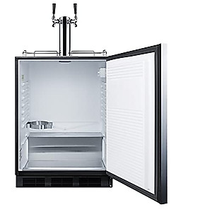 Summit Appliance SBC58BLBIADAIF 24" Wide Built-In Kegerator; ADA Compliant; Panel-ready Door (Panel Not included); 5.5 cu.ft Capacity; Automatic Defrost; Dual Tap System; Adjustable Thermostat