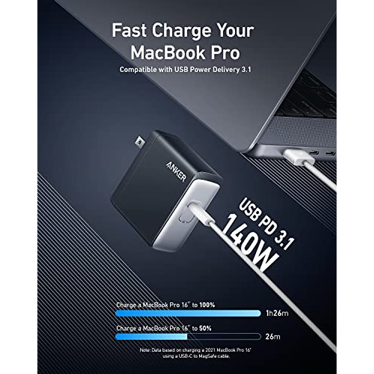 Anker USB C 717 Charger (140W), PD 3.1 PPS Laptop Charger for MacBook Pro 16?, MacBook Air, iPad Pro, Galaxy S22/S21, Dell XPS 13, Note 20/10+, iPhone 13/Pro, Pixel, and More