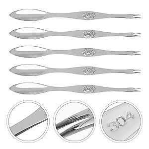 Cabilock Stainless Steel Utensils Set 5pcs Lobster Picks Neddles Seafood Tools Seafood Forks Picks Stainless Steel Crab Leg Lobster for Kitchen Home (1) Metal Forks