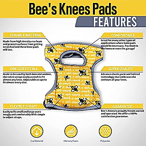 Bee's Knees Cleaning Knee Pads! Great Gift with Soft Foam and NEW LONGER Adjustable Straps, Durable and Soft Knee Protection. Water-Resistant Cleaning Floors, Working in Garden, Yoga, Gardening