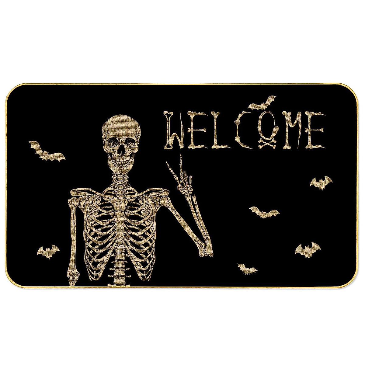 ARTUFAN Halloween Skull Doormat - Funny and Spooky Welcome Mat, Low-Profile Non-Slip Entr Door mat Living Room Kitchen Floor Mat Home Halloween Indoor Outdoor Decoration - 17" x 29"