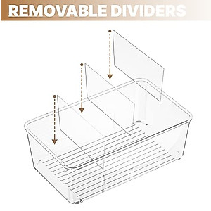 Pantry Organization and Storage, Clear Food Storage Organizer Bin with Removable Dividers for Kitchen, BPA-FreeRefrigerator Organizer, Cabinet Organizer
