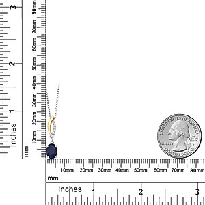 Gem Stone King 925 Sterling Silver and 10K Yellow Gold Blue Sapphire and White Lab Grown Diamond Pendant Necklace For Women (1.85 Cttw, Gemstone September Birthstone, with 18 Inch Silver Chain)