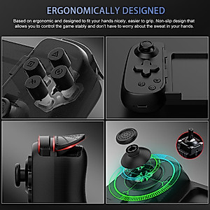 Wireless Controller for iPhone/Android/PC/iPad/Tablet/APPL Arcade MFi Games/Switch/PS4, Support Streaming on PS5/PS4/Xbox/PC Console, Cloud Gaming Gamepad Joystick - Turbo/6-Axis Gyro/Dual Motors