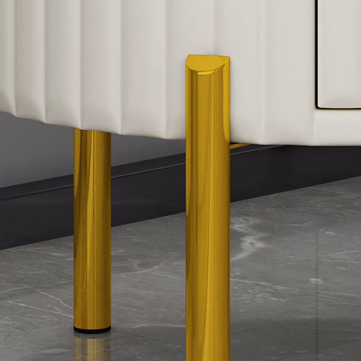 Mobile Side Table Small Side Table with 2 Drawers, Bedside Furniture, Night Stand, End Table with Gold Frame for Bedroom,Living Room, Round Coffee Table Cocktail Table Sofa End Table ( Color : Gold )