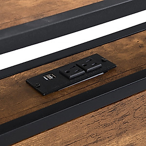 Fidktuveㅤ King Size Metal Platform Bed Frame with Wooden Headboard and Footboard, USB Port, Storage, Easy Assembly - No Box Spring Needed (Black)