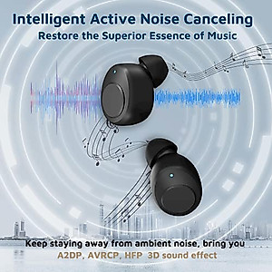 Lasuney T20 True Wireless Earbuds, IPX7 Waterproof Bluetooth Earbuds, 35H Cyclic Playtime Headphones with Charging Case and mic for iPhone Android, in-Ear Stereo Earphones Headset for Sport