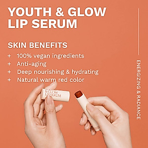 SERUMKIND Youth & Glow Lip Serum - Anti-Aging Lip Balm Chapped Lips – Natural Red Color - Nourishing Lip Moisturizer to Restore Radiance – Vegan, Cruelty Free - 0.13oz.