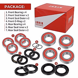 Front & Rear Wheel Bearings Seals for Yamaha Rhino 450 Rhino 660 Rhino 700 2005-2013, OEM# 93106-42800-00 93106-38800-00 93106-38047-00